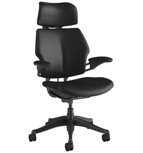 Humanscale Graphite Freedom Chair in Ticino Black Leather